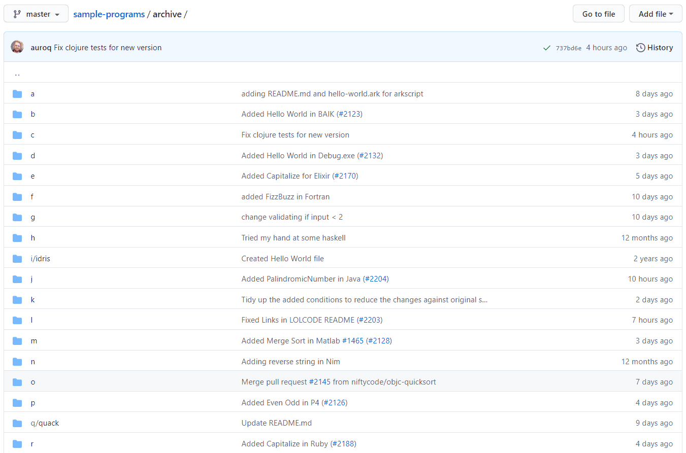 The Sample Programs Repo Squashes Commits – The Renegade Coder